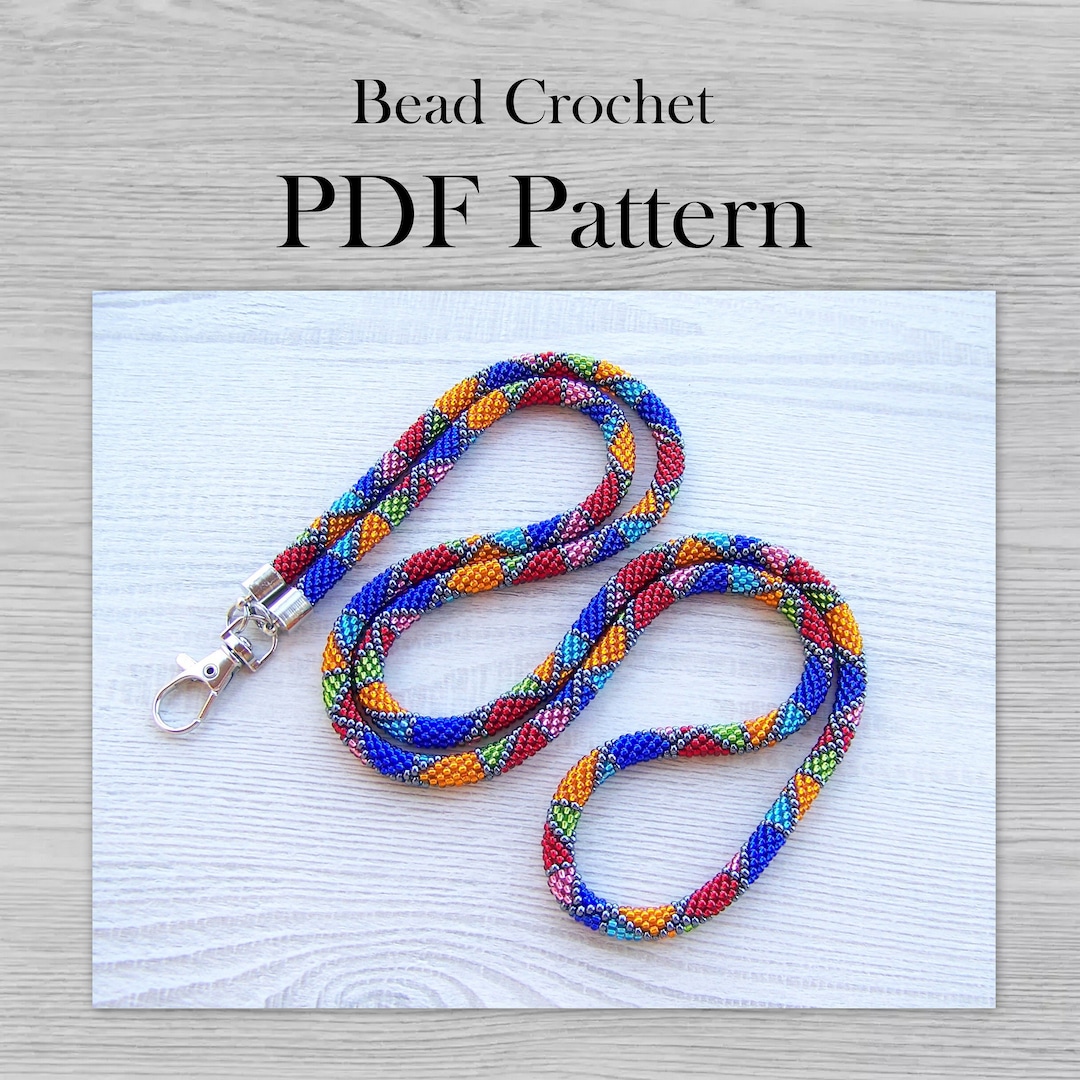 PDF Bead Crochet Lanyard Pattern, Statement Modern Geometric Lanyard ...