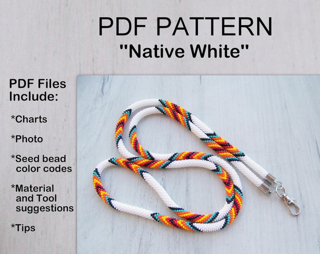 Bead Crochet Colorful Native Lanyard Pattern PDF DIY Rope - Etsy