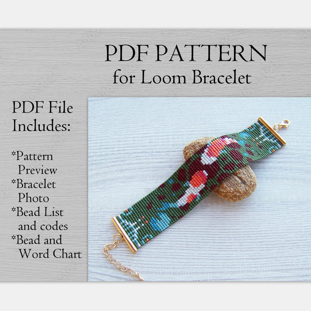 Koi Fish Loom Bead Pattern, Dark Pond Bracelet Pattern, Jewelry Miyuki ...