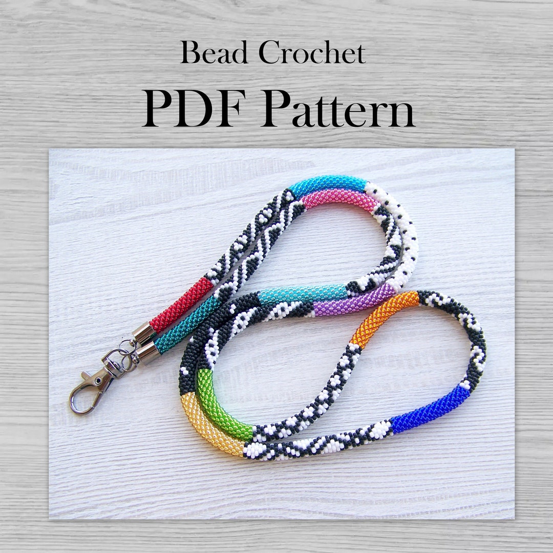 PDF Bead Crochet Lanyard Pattern, Statement Modern Geometric Lanyard ...
