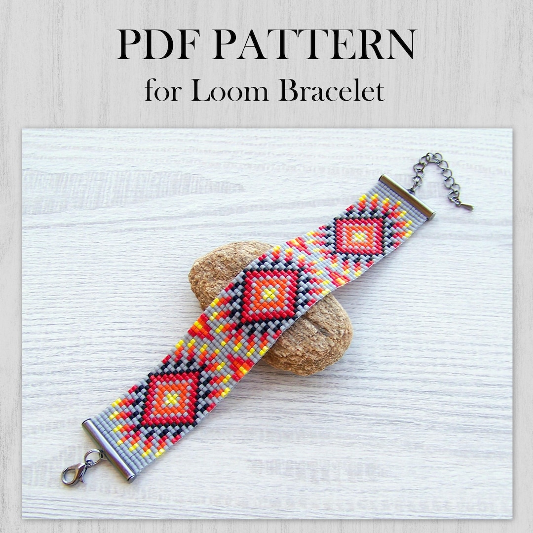 Ethnic Style Loom Beading Pattern, Miyuki Delica Bracelet PDF Pattern ...