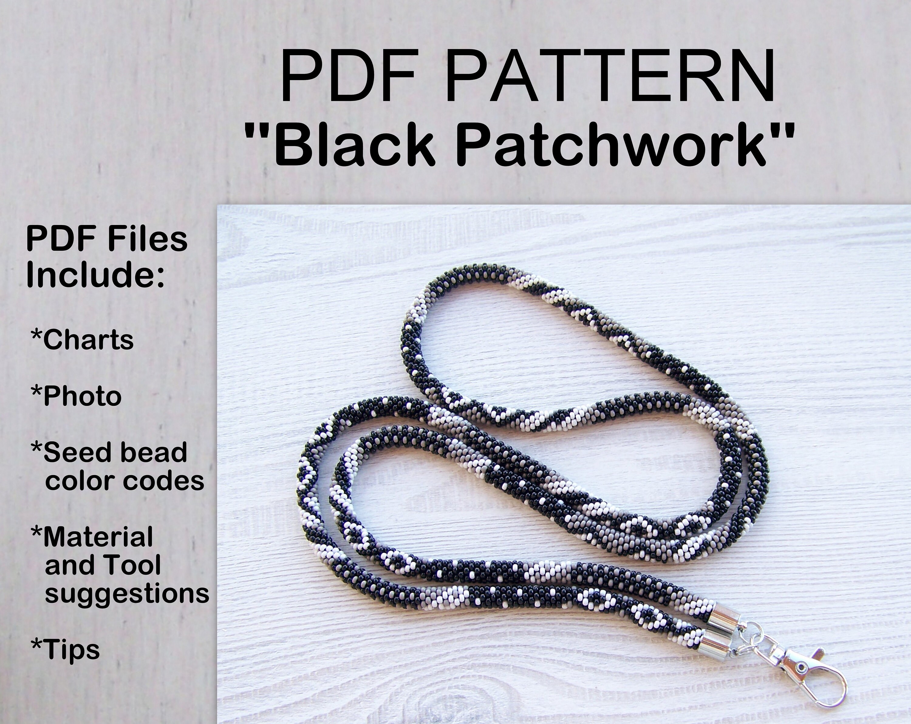 PDF Pattern for Patchwork Lanyard DIY Seed Bead Crochet Art - Etsy