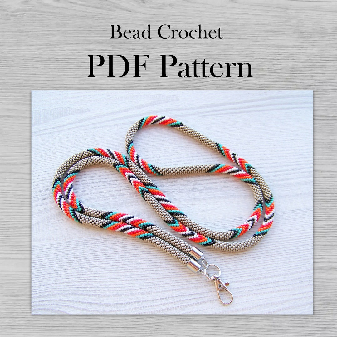 Bead Crochet Grey Native Lanyard Pattern, PDF DIY Rope Jewelry Pattern ...