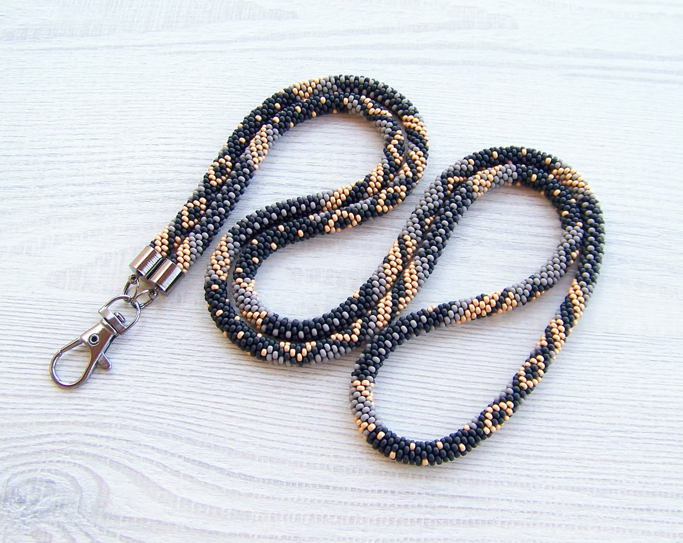 PDF Pattern for Patchwork Lanyard, DIY Seed Bead Crochet Art Project ...