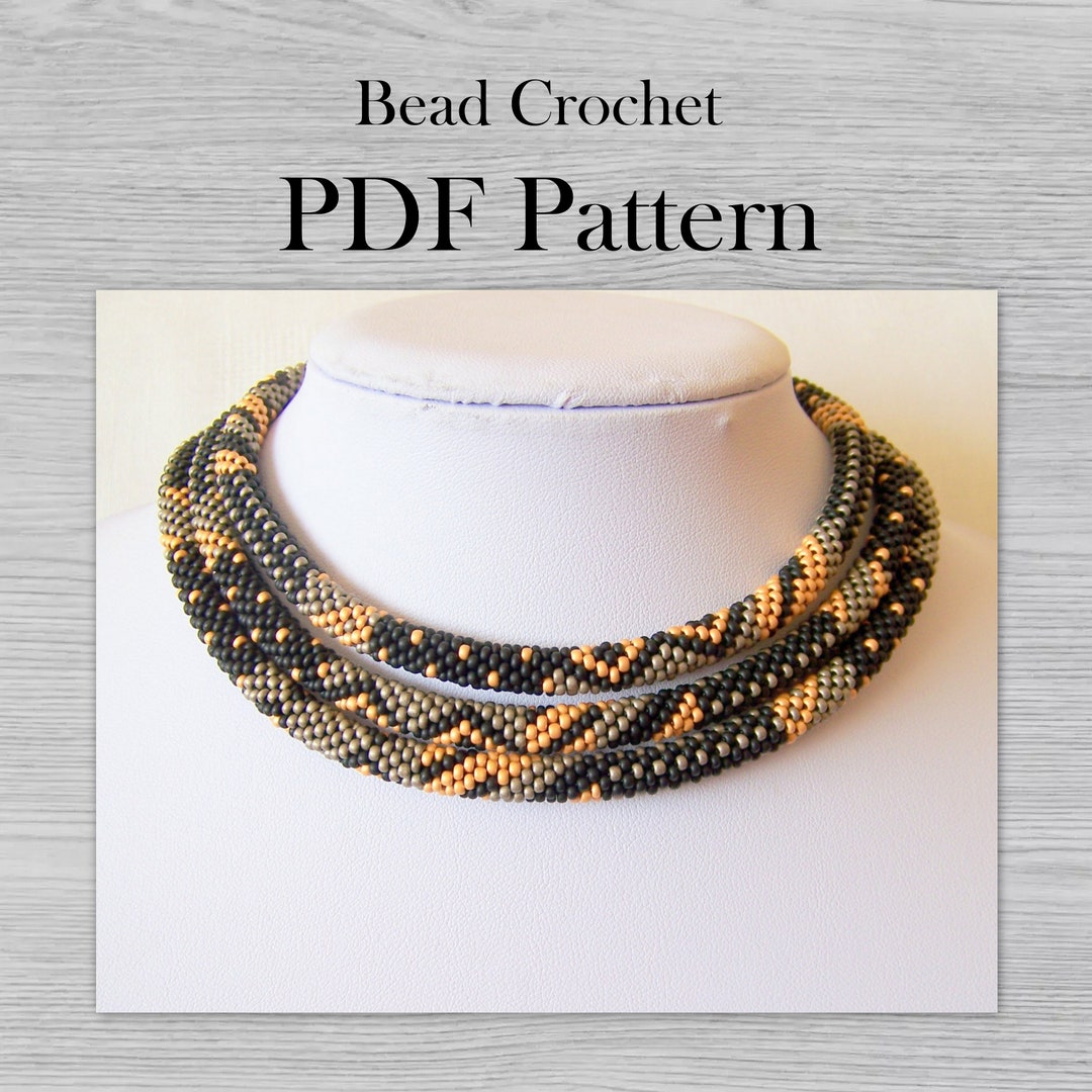 DIY Seed Bead Crochet Art Project, Crochet Rope Jewelry Pattern, PDF ...