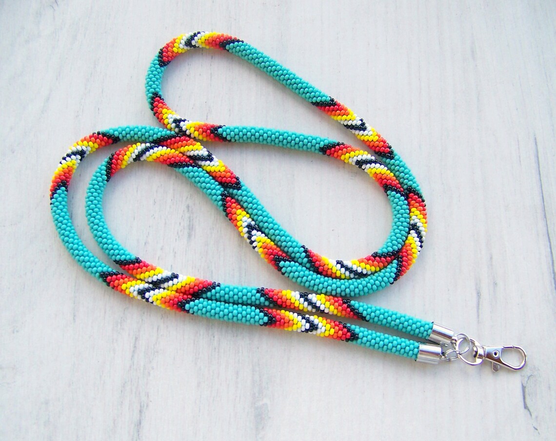 Bead Crochet Lanyard Pattern, PDF for Native Tribal Lanyard or Necklace ...