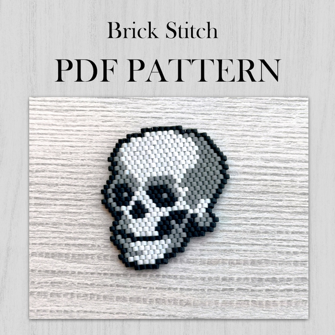 Skull Brick Stitch or Peyote Stitch Pattern, Beading Mystic Pattern ...