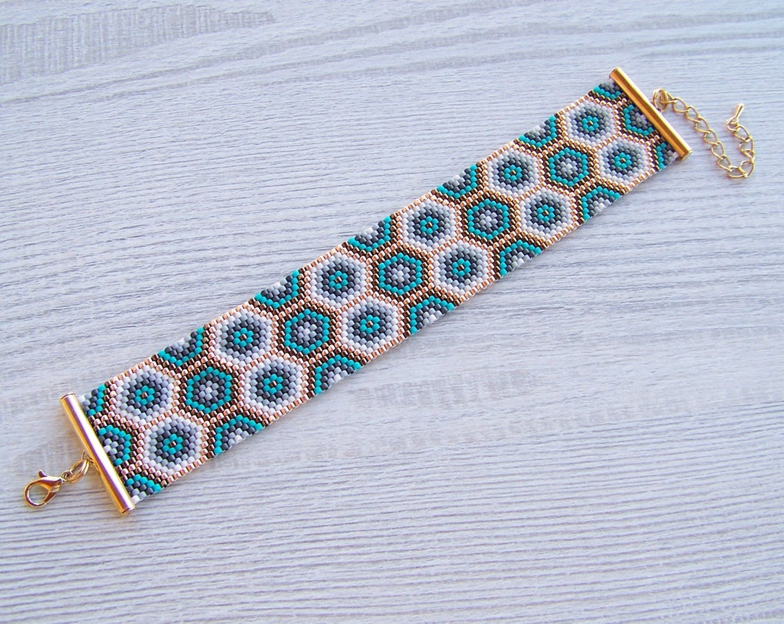 Beaded Honeycomb Peyote ODD Count Bracelet Pattern, Miyuki Delica PDF ...