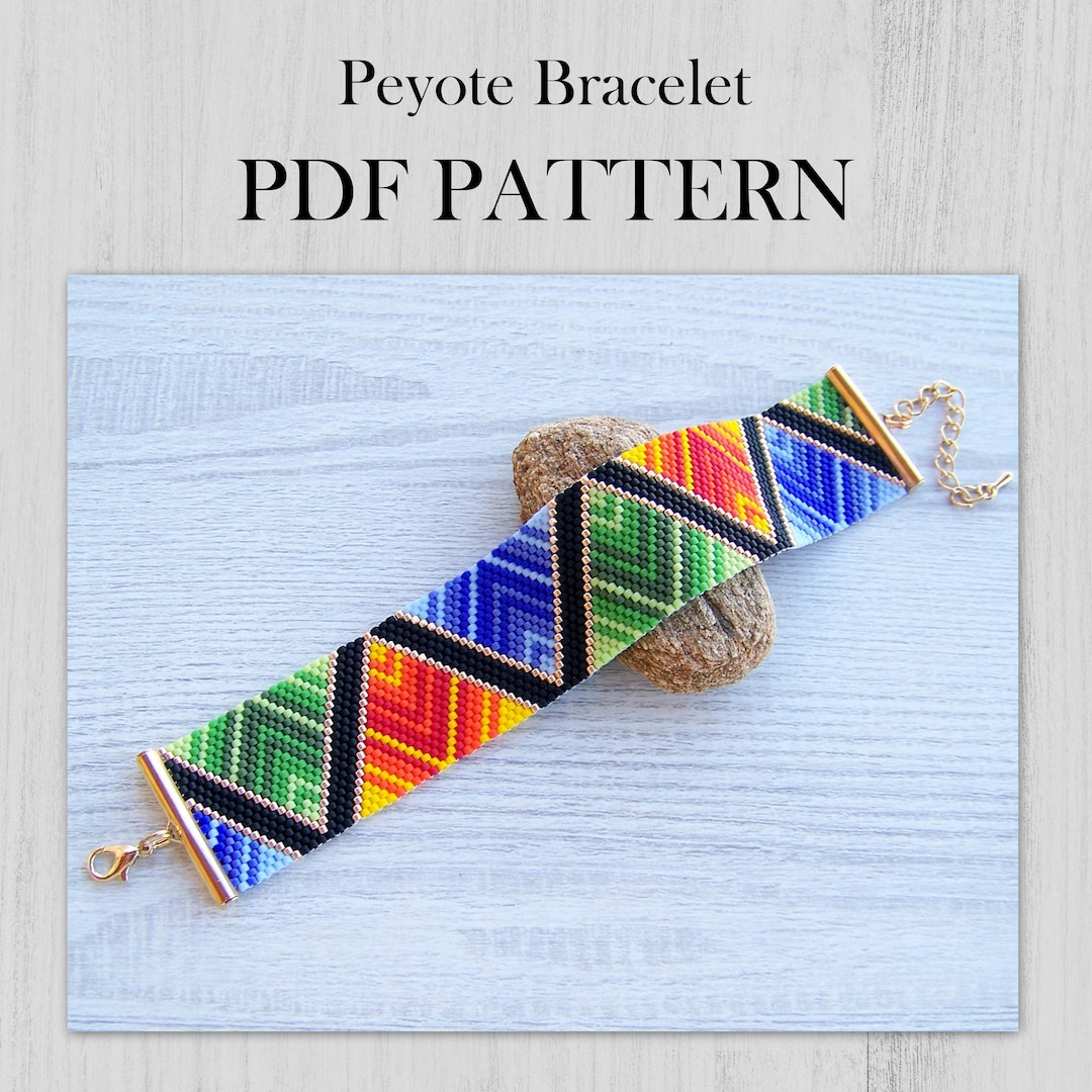 Colorful Triangles Peyote EVEN Count Bracelet Pattern, Miyuki Delica ...