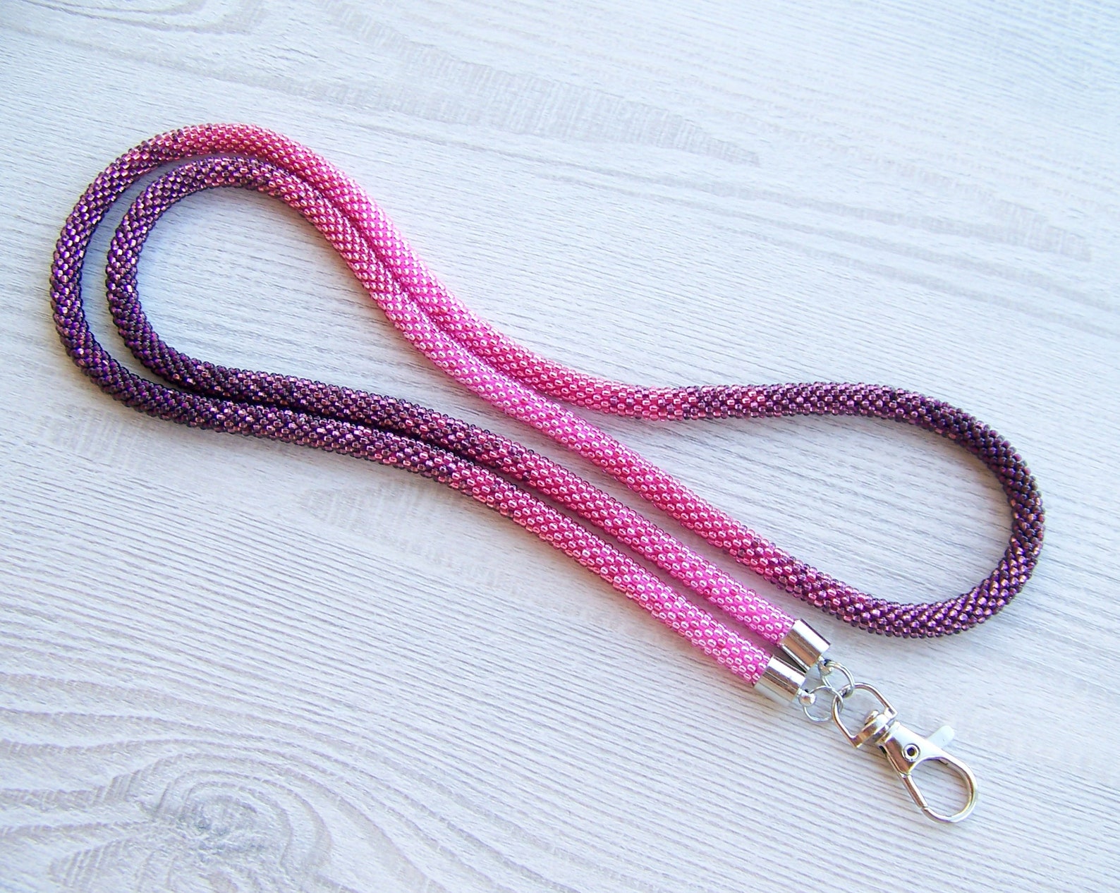 Bead Crochet Pattern for Gradient Lanyard or Necklace, DIY Seed Bead ...