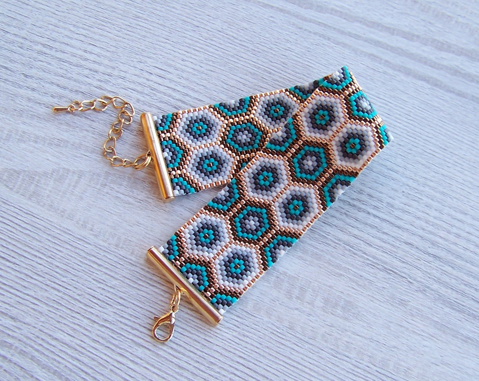 Beaded Honeycomb Peyote ODD Count Bracelet Pattern, Miyuki Delica PDF ...