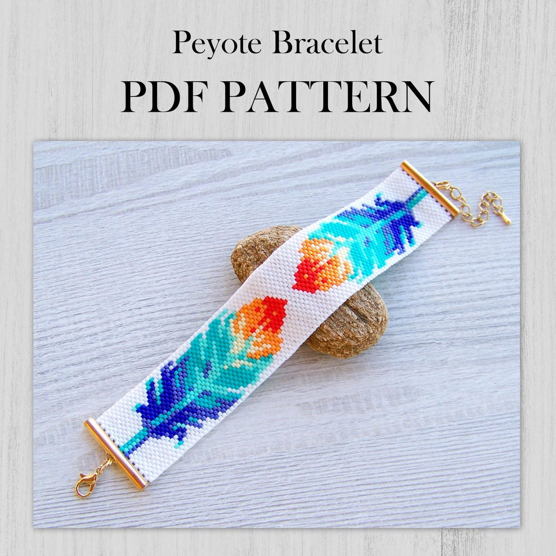 Colorful Feather Peyote EVEN Count Bracelet Pattern, Miyuki Delica PDF ...