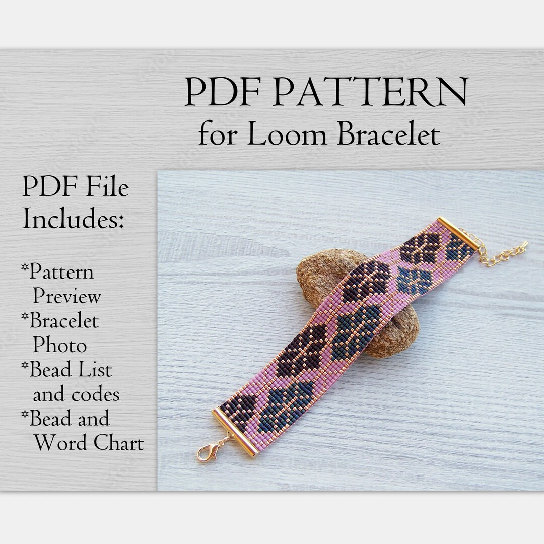 Miyuki Delica Bracelet PDF Pattern, Loom Bead Pattern, Floral Print ...