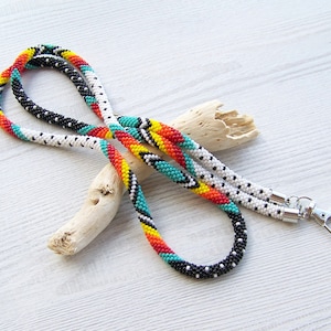 Bead Crochet Colorful Native Lanyard Pattern, PDF DIY Rope Jewelry ...