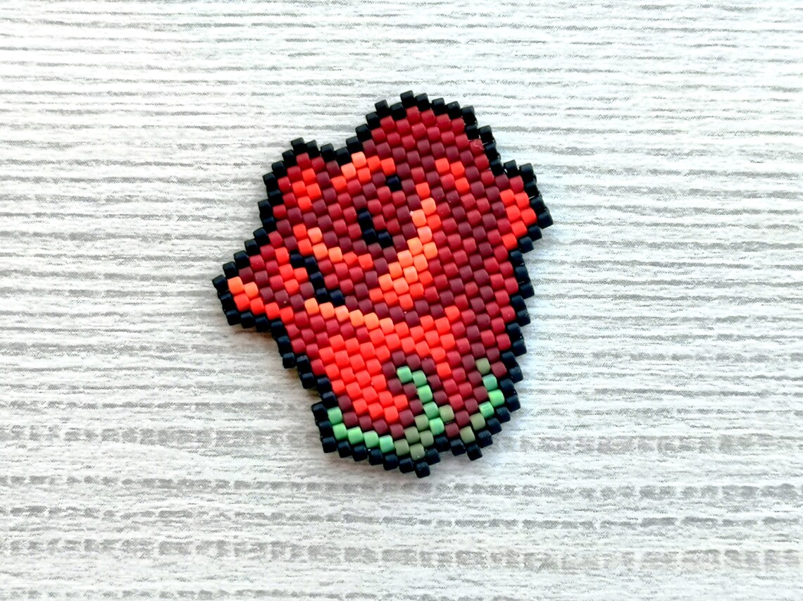 Red Rose Brick Stitch Pattern, Beading Rose Earrings or Pendant Pattern ...
