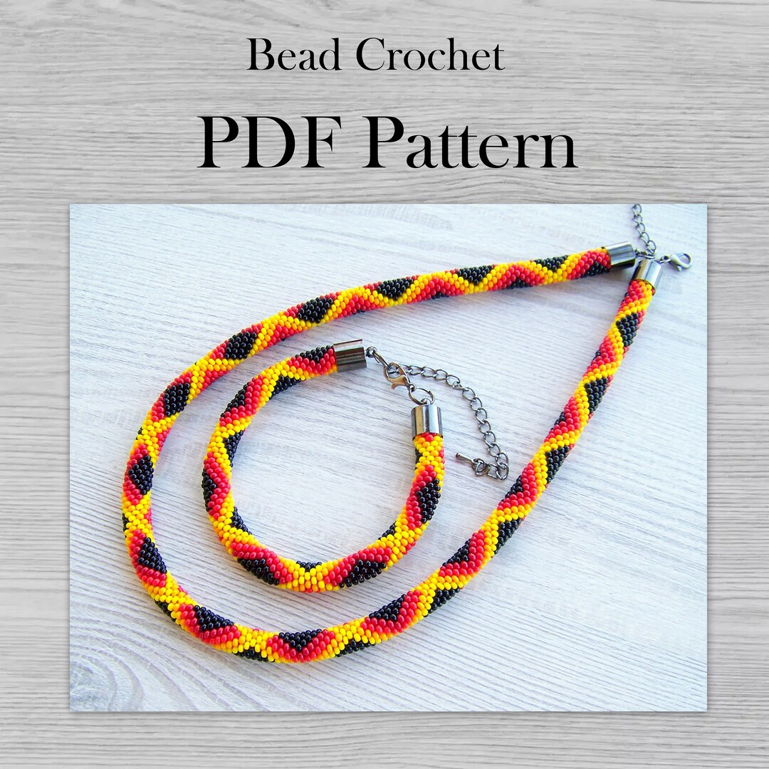 Geometric Bead Crochet PDF Pattern for Necklace or Bracelet, Crochet ...