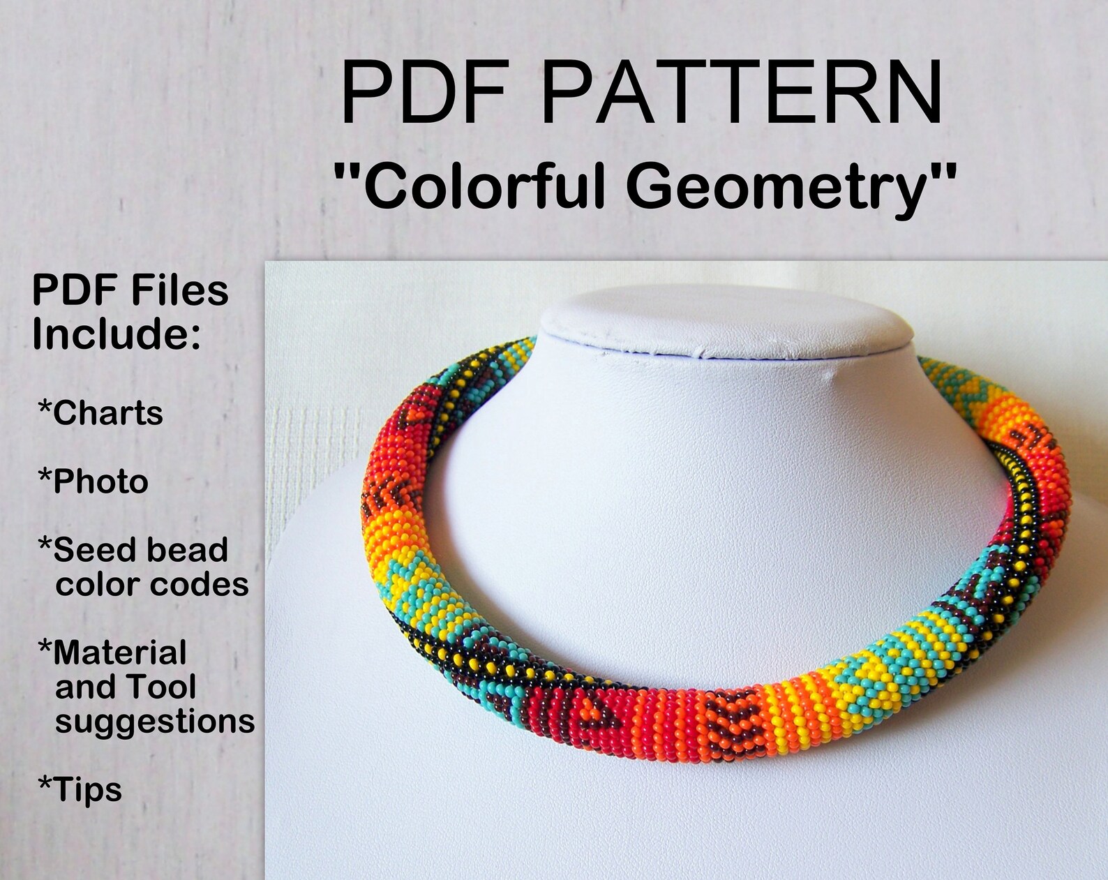 PDF Pattern for Beaded Crochet Patchwork Necklace Seed Bead - Etsy