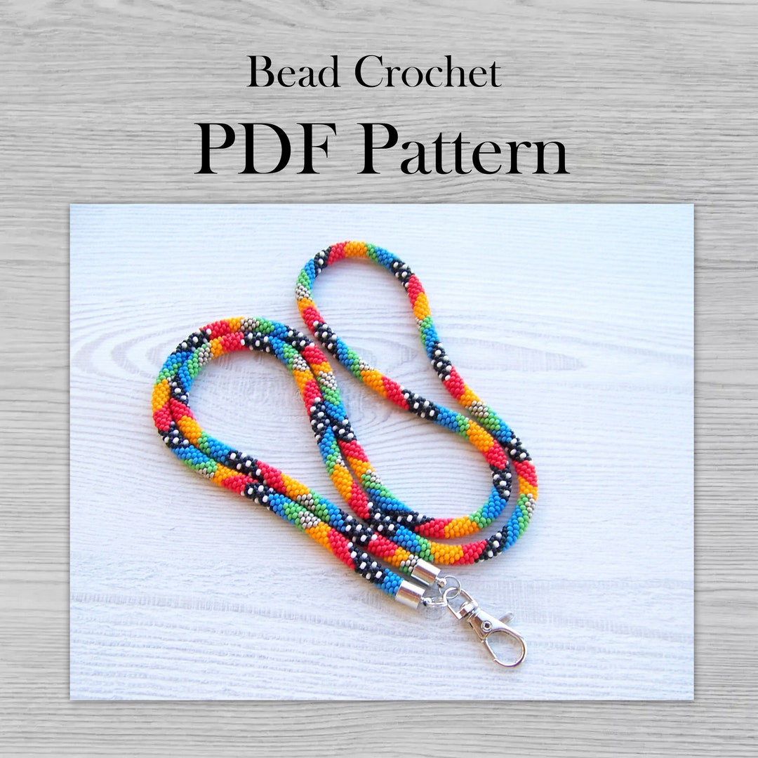 PDF Bead Crochet Lanyard Pattern, Statement Modern Colorful Geometric ...