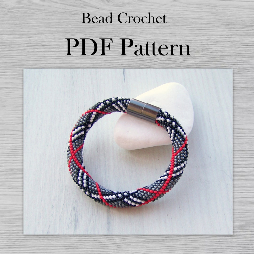 Bead Crochet Bracelet Pattern, Pattern With Plaid Lines for Bracelet ...