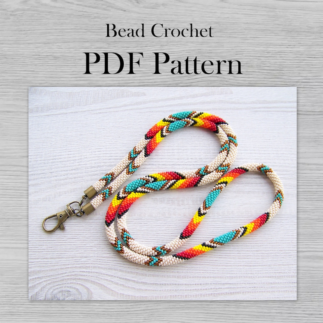 Bead Crochet Colorful Native Lanyard Pattern, PDF DIY Rope Jewelry ...