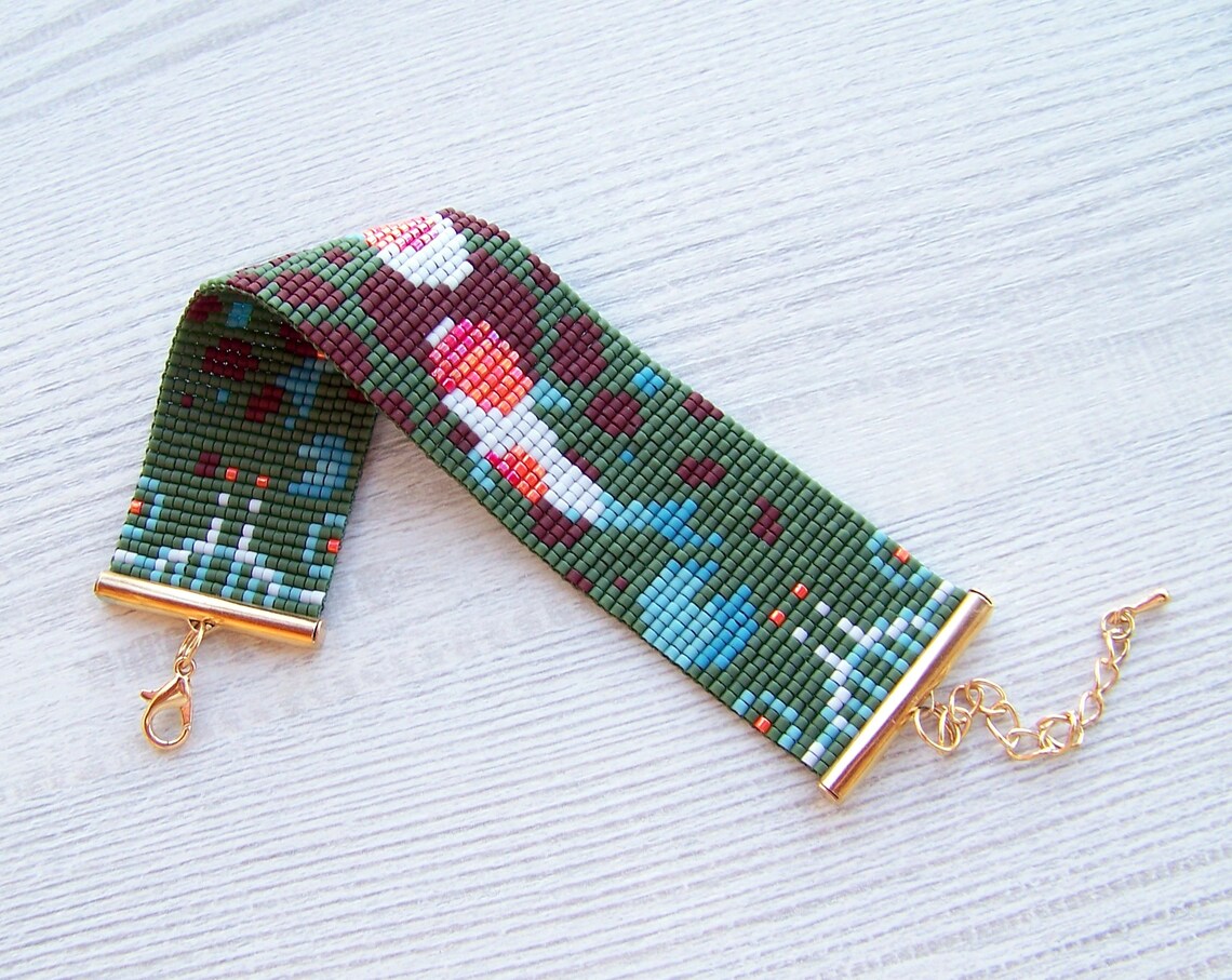 Koi Fish Loom Bead Pattern, Dark Pond Bracelet Pattern, Jewelry Miyuki ...