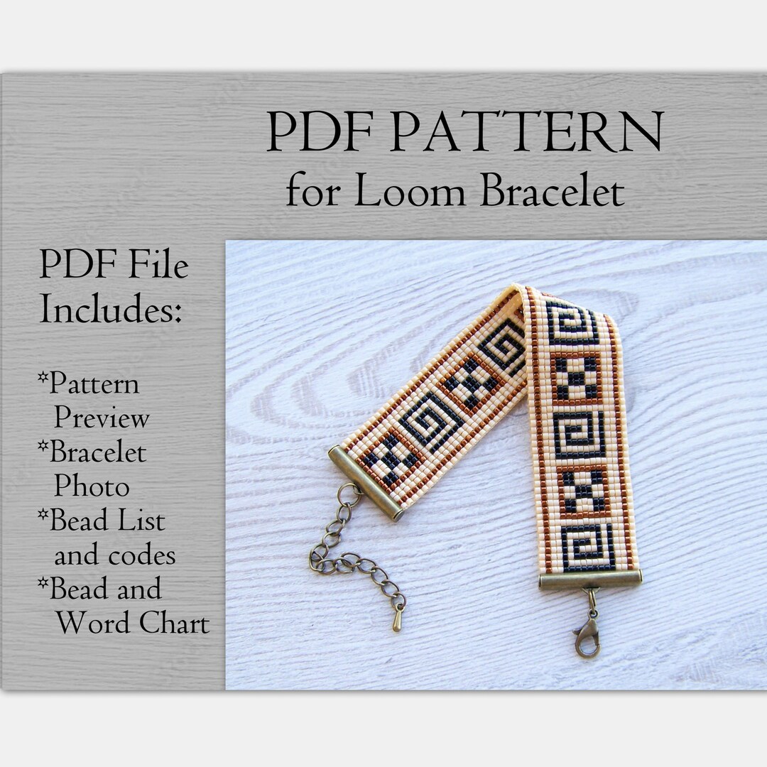 Loom Beading Pattern, Greek Style Pattern Miyuki Delica Bracelet PDF ...