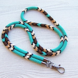 Bead Crochet Lanyard Pattern, PDF for Brown Chevrons Lanyard or ...