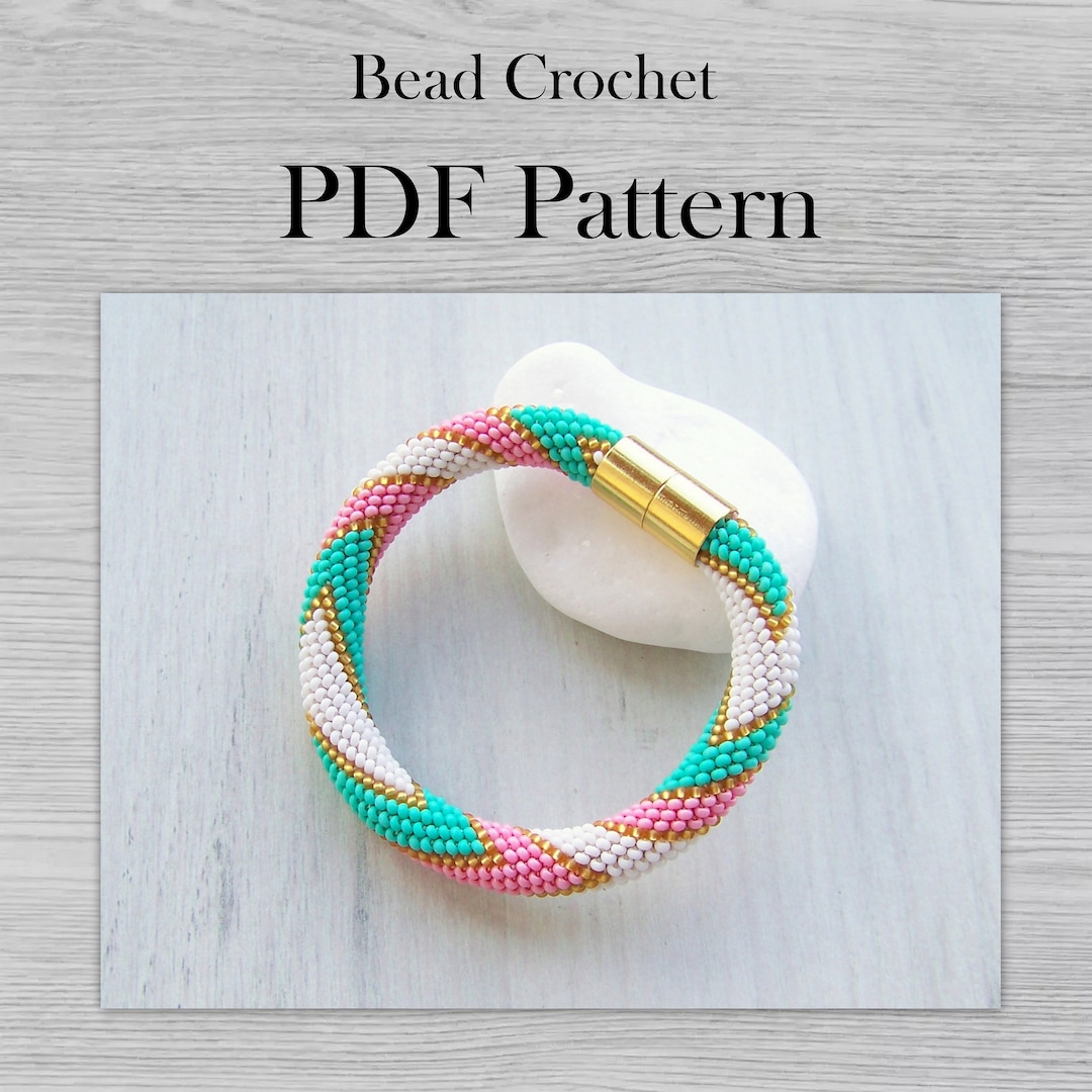 Bead Crochet Bracelet Pattern, Pastel Geometric Bracelet Pattern, Seed ...