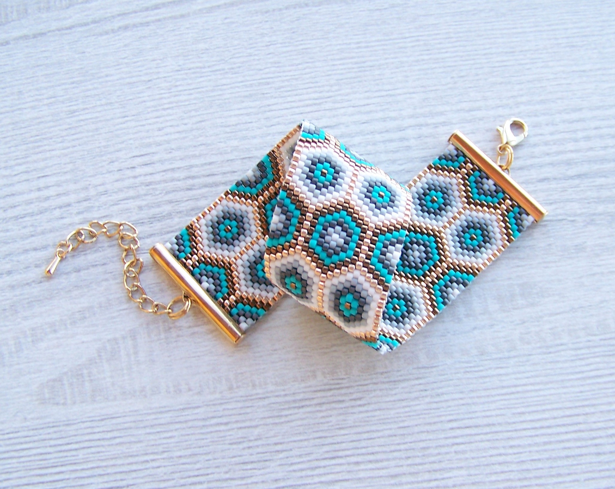 Beaded Honeycomb Peyote ODD Count Bracelet Pattern, Miyuki Delica PDF ...