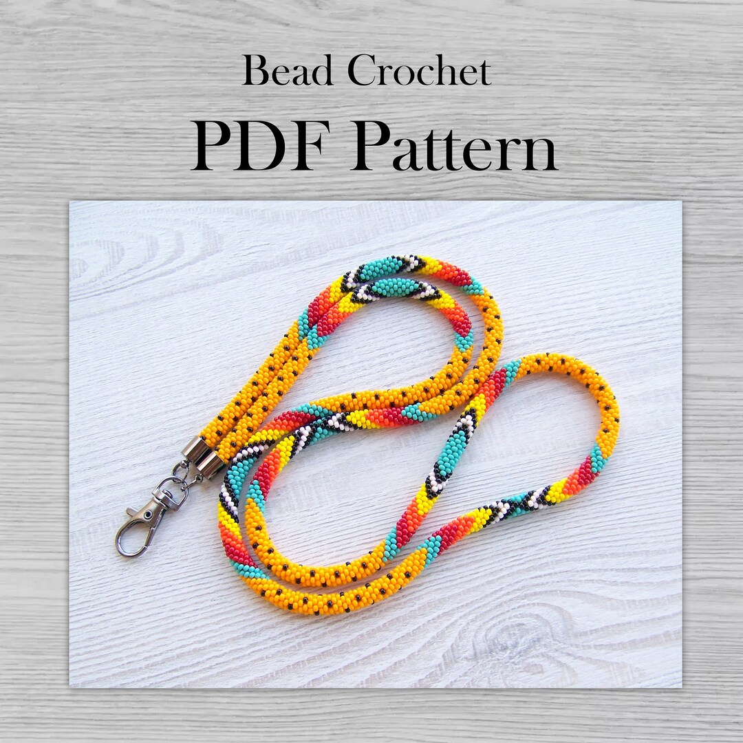 Bead Crochet Colorful Native Lanyard Pattern, PDF DIY Rope Jewelry ...