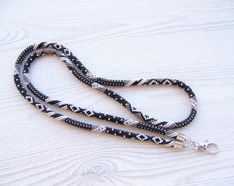 PDF Pattern for Patchwork Lanyard, DIY Seed Bead Crochet Art Project ...