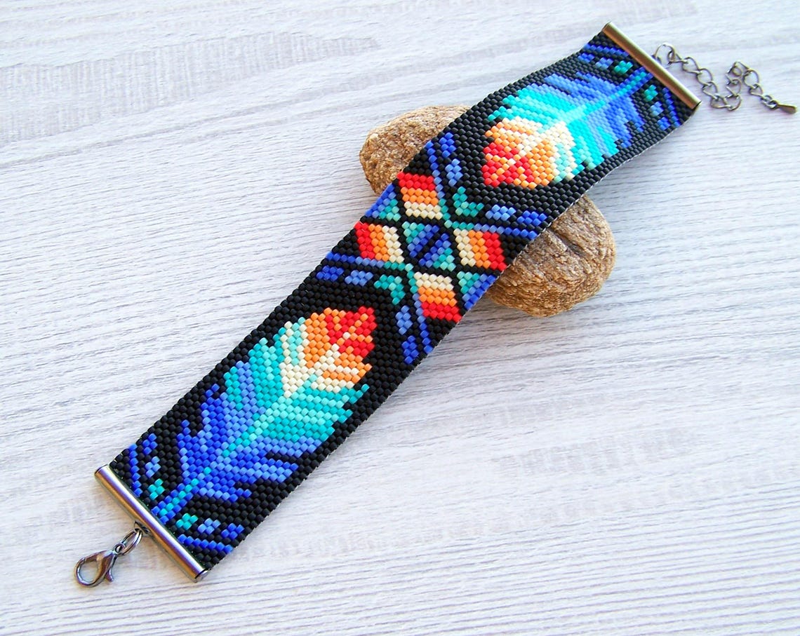 Geometric Feather Peyote ODD Count Bracelet Pattern, Miyuki Delica PDF ...
