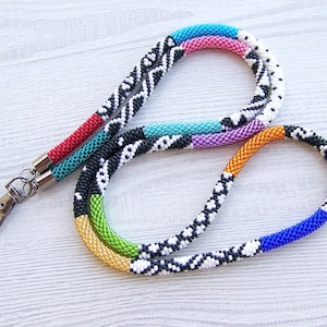 PDF Bead Crochet Lanyard Pattern, Statement Modern Geometric Lanyard ...