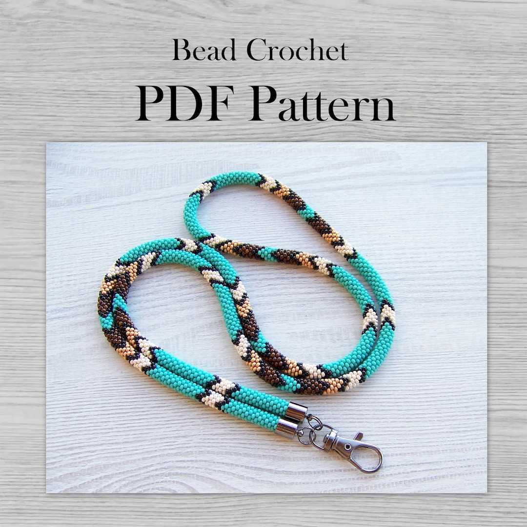 Bead Crochet Lanyard Pattern, PDF for Brown Chevrons Lanyard or ...