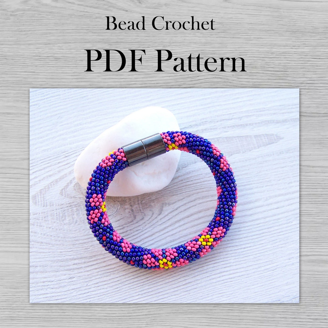 Bead Crochet Bracelet Pattern, Flowers Pattern for Bracelet, PDF Files ...