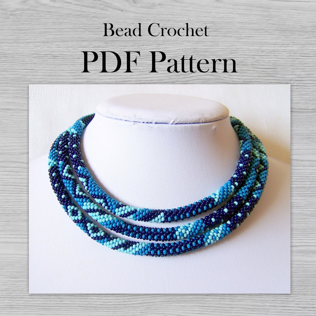 Digital Download Pattern for Blue Patchwork Necklace, Crochet Rope ...