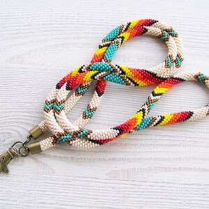 Bead Crochet Colorful Native Lanyard Pattern, PDF DIY Rope Jewelry ...