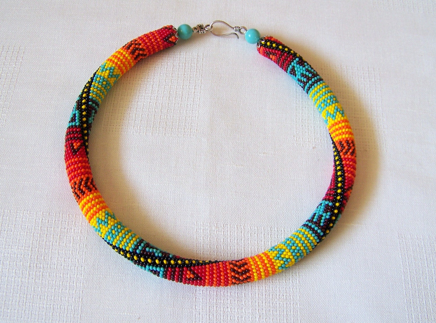 PDF Pattern for Beaded Crochet Patchwork Necklace, Seed Bead Crochet ...
