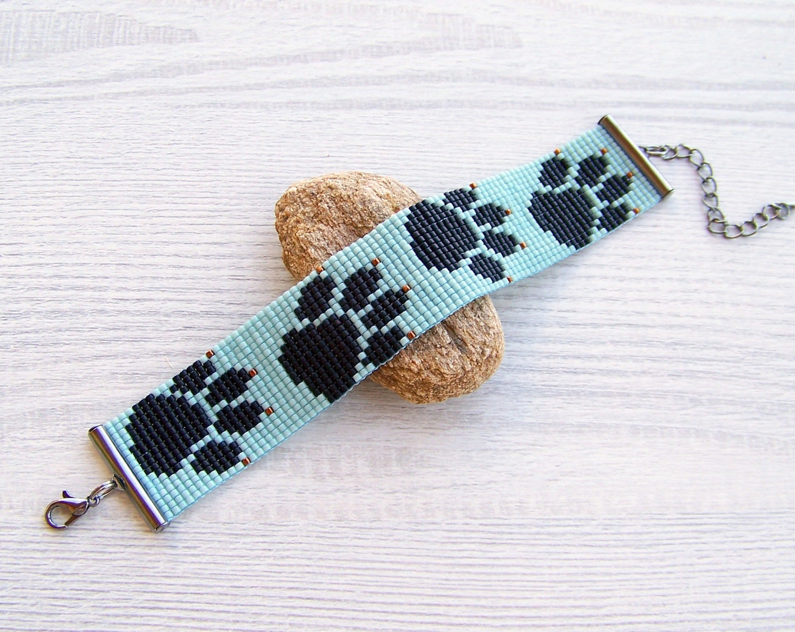 Loom Bead Pattern, Paw Print Miyuki Delica Beading Bracelet PDF Pattern ...