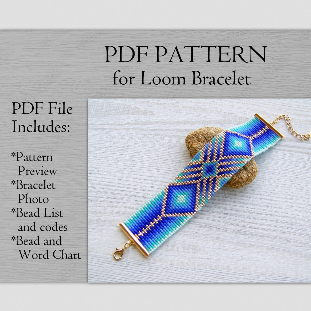 Blue Gradient Loom Bracelet Pattern, Miyuki Delica Bracelet PDF Pattern ...