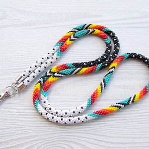 Bead Crochet Colorful Native Lanyard Pattern, PDF DIY Rope Jewelry ...