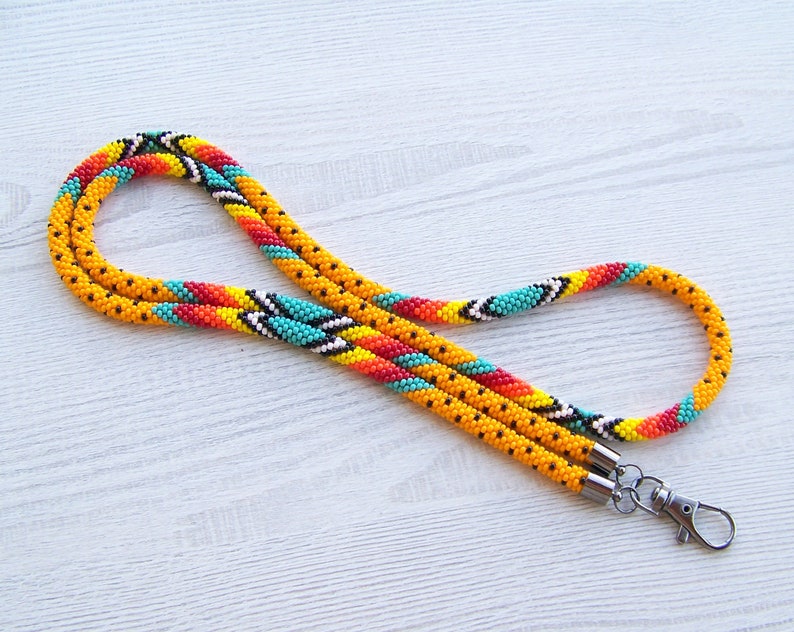 Bead Crochet Colorful Native Lanyard Pattern, PDF DIY Rope Jewelry ...