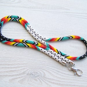 Bead Crochet Colorful Native Lanyard Pattern, PDF DIY Rope Jewelry ...