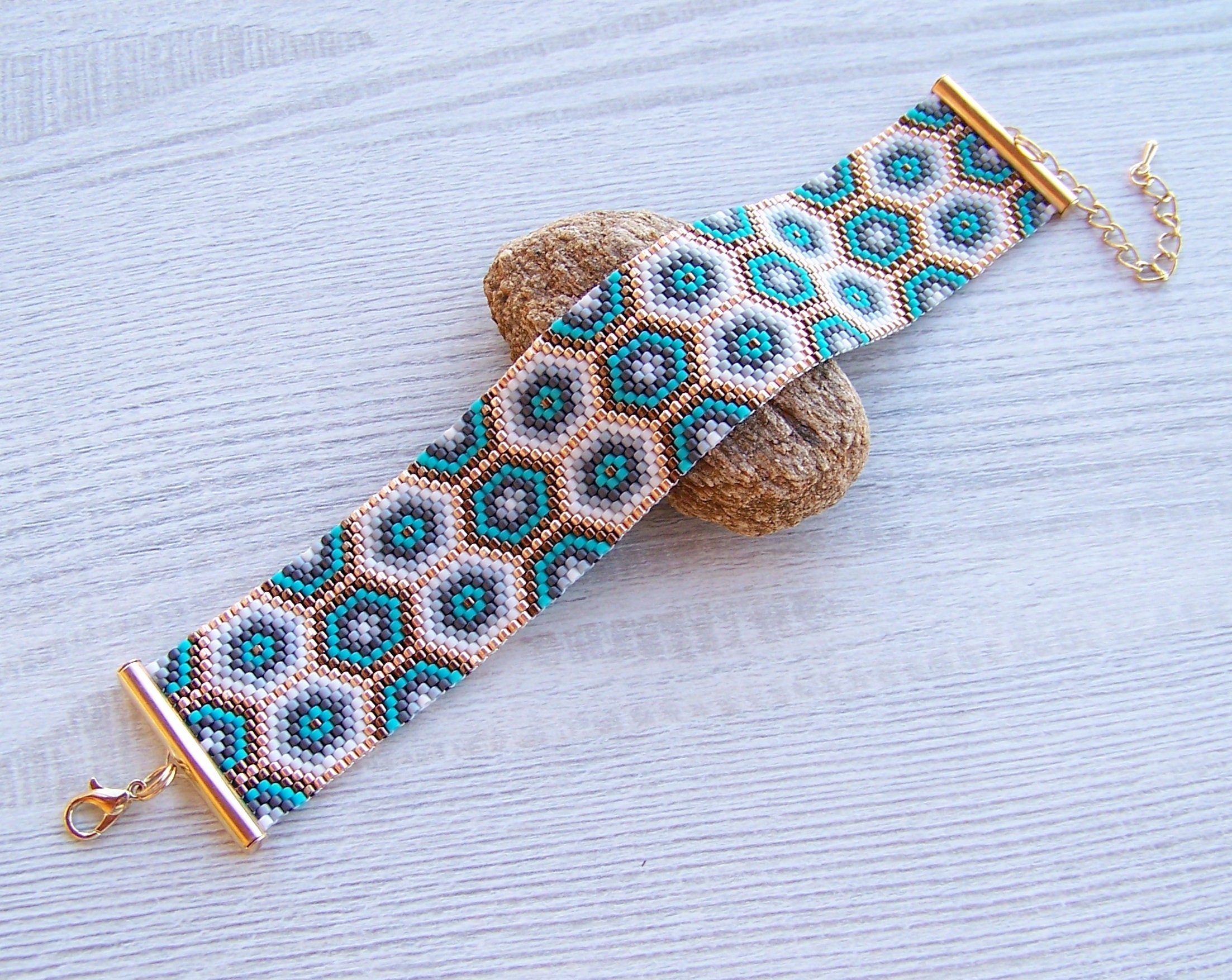 Beaded Honeycomb Peyote ODD Count Bracelet Pattern, Miyuki Delica PDF ...