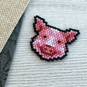 Pig Brick Stitch Pattern, Farm Animals Beading Graph Pattern, PDF File ...