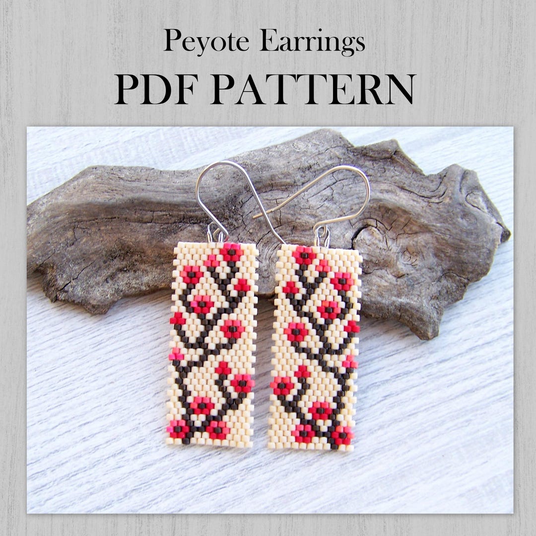 Sakura Peyote Stitch Earrings PDF Pattern, Pink Small Flowers Earrings ...