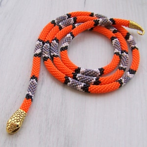 PDF Pattern Bead Crochet Necklace, Beaded Snake Pattern, DIY Crafts for ...