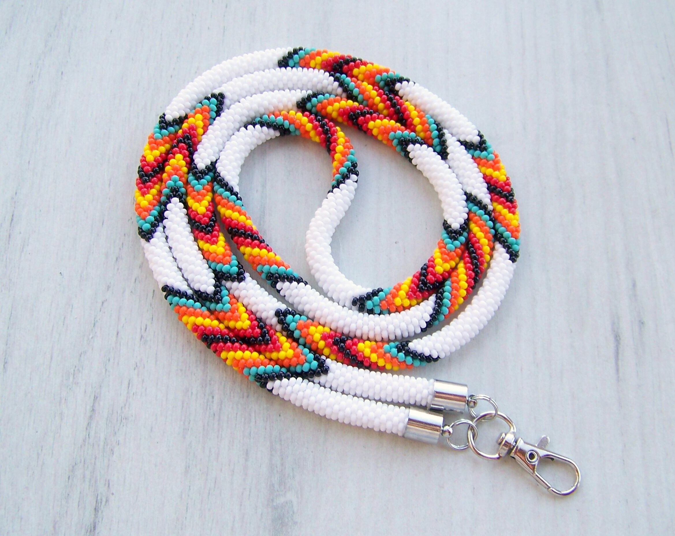Bead Crochet Colorful Native Lanyard Pattern PDF DIY Rope - Etsy