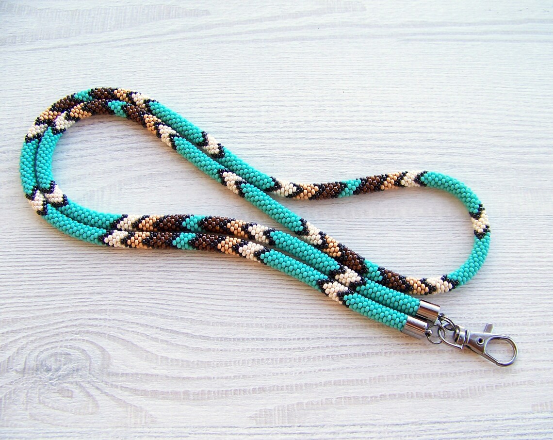 Bead Crochet Lanyard Pattern PDF for Brown Chevrons Lanyard - Etsy