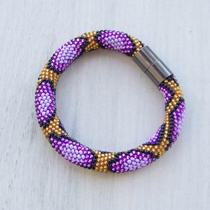 PDF Pattern for Beaded Crochet Bracelet, Purple Violet Python Bracelet ...